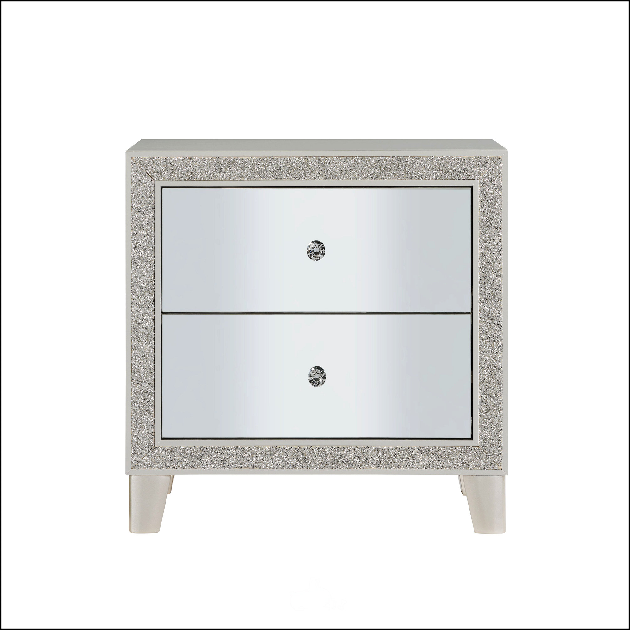 Everly Quinn Yenitza 2 - Drawer Nightstand in White/Silver,Night Stand ...