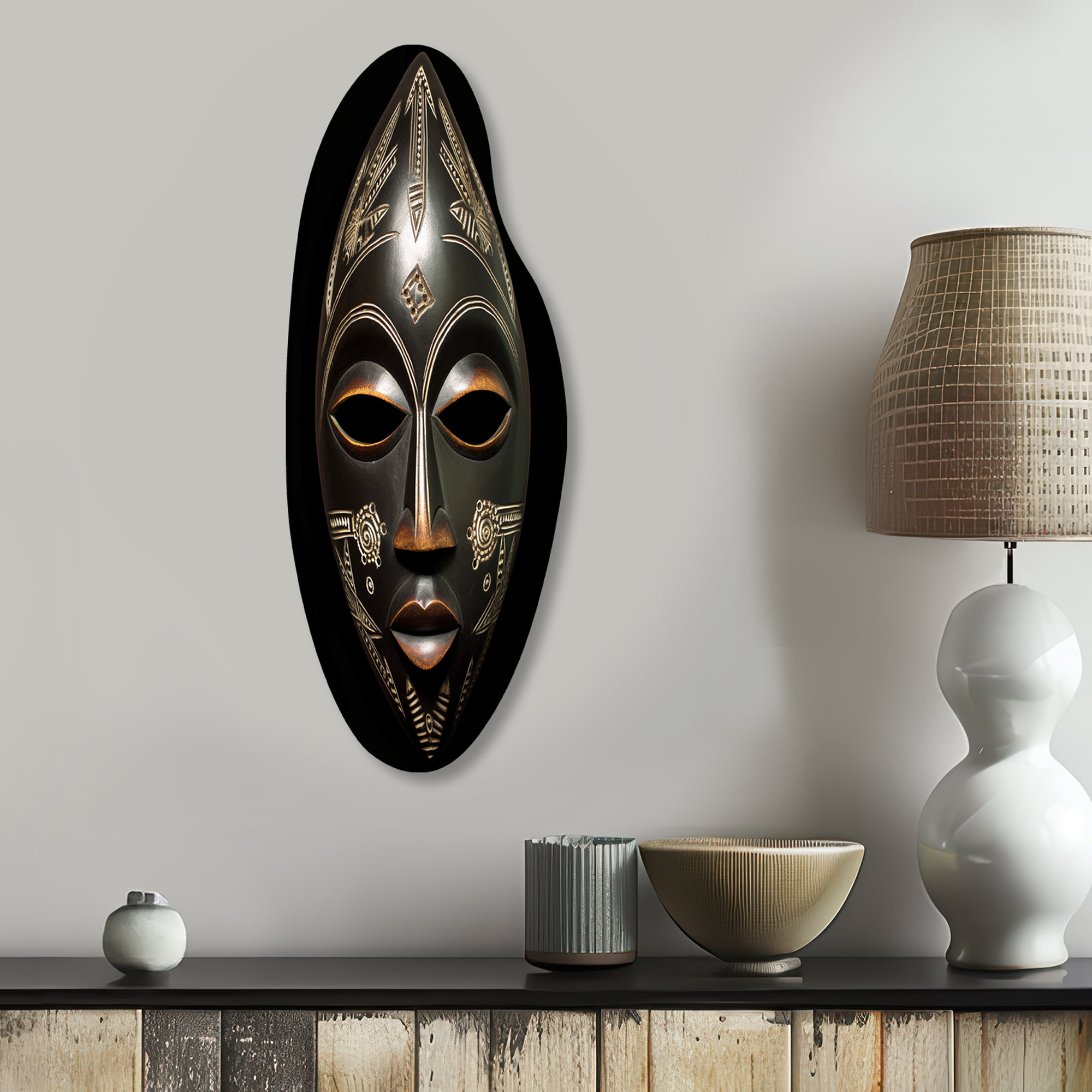 Design Art Ethnical Traditional African Mask V - African Tribal Curved ...