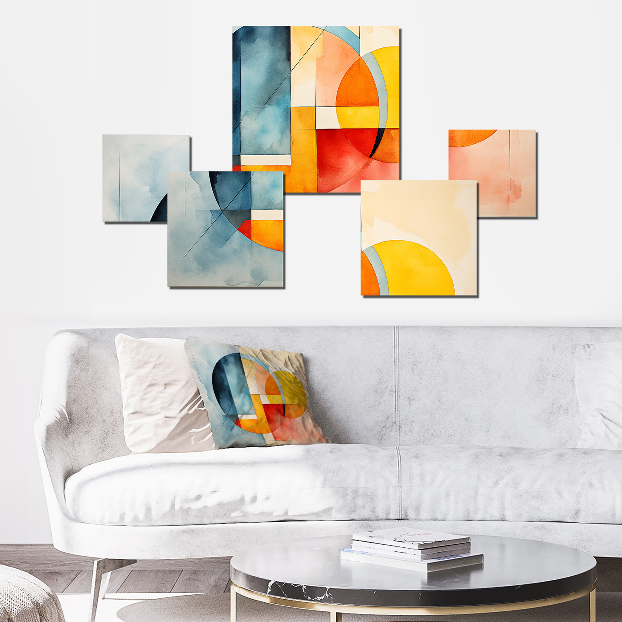 Ivy Bronx Cubic Soft Colors Tiles V - Geometric Square Wall Art Set Of ...