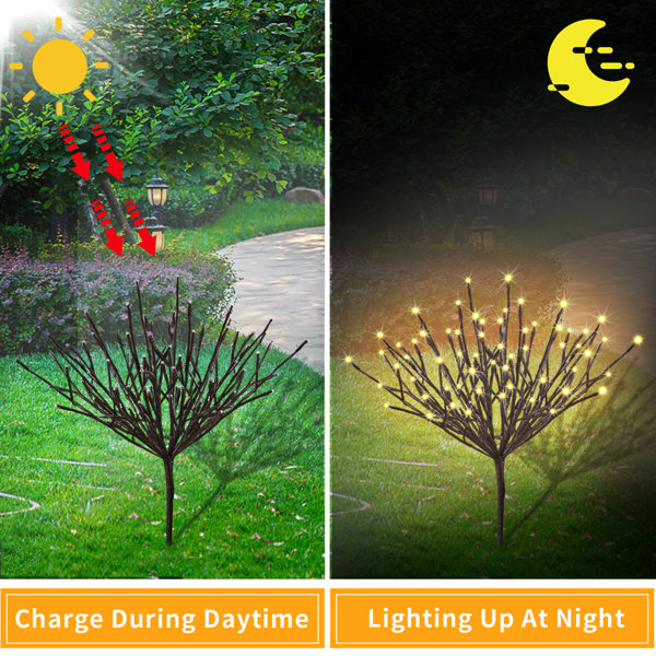 JOINTWIN Brown Branches LED Solar Powered Pathway Light 3Pack for ...