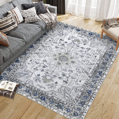 Canora Grey Sita Machine-Washable Area Rug with Non-Slip TPR Backing ...