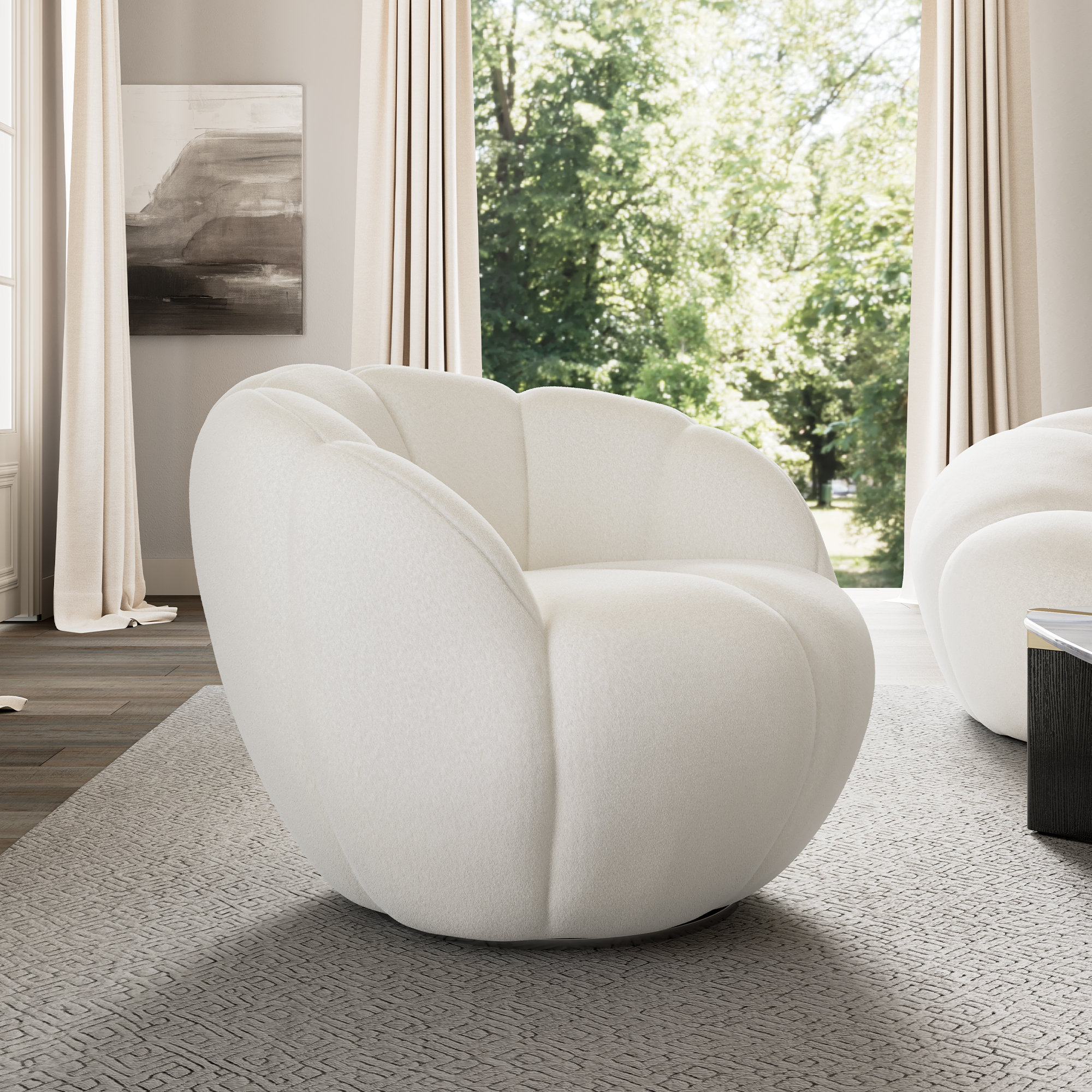 Mercer41 Adele Modern Arc Swivel Accent Chair - 360° Rotating Lounge ...