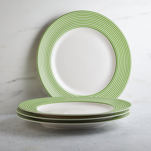 Caskata Newport Green Porcelain China Dinner Plate Set | Perigold