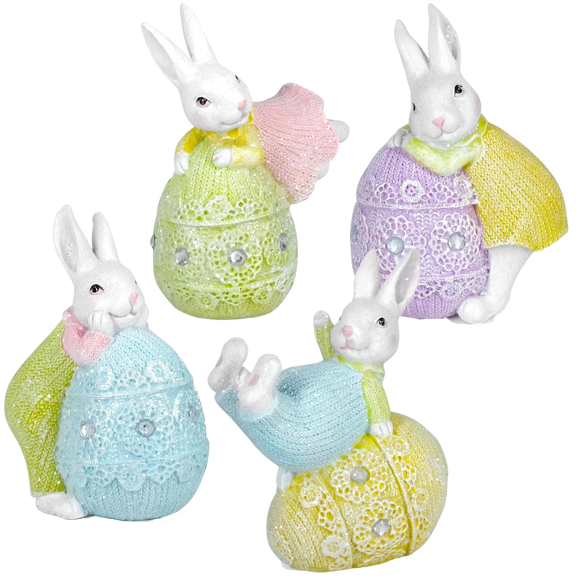 One Allium Way® Colorful Egg Polyresin Bunny Easter Decor – Tabletop ...