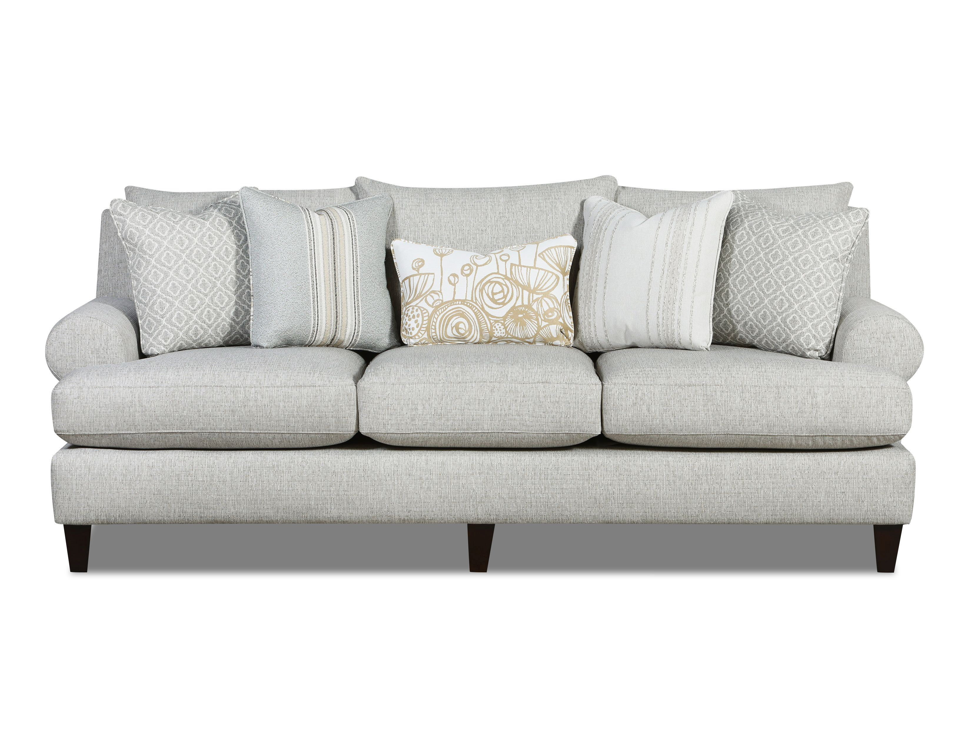 Southern Home Furnishings 98" Round Arm Sofa with Reversible Cushions ...