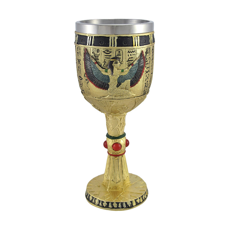 Bungalow Rose Egyptian Winged Isis Golden Wine Goblet 6 Oz. | Wayfair