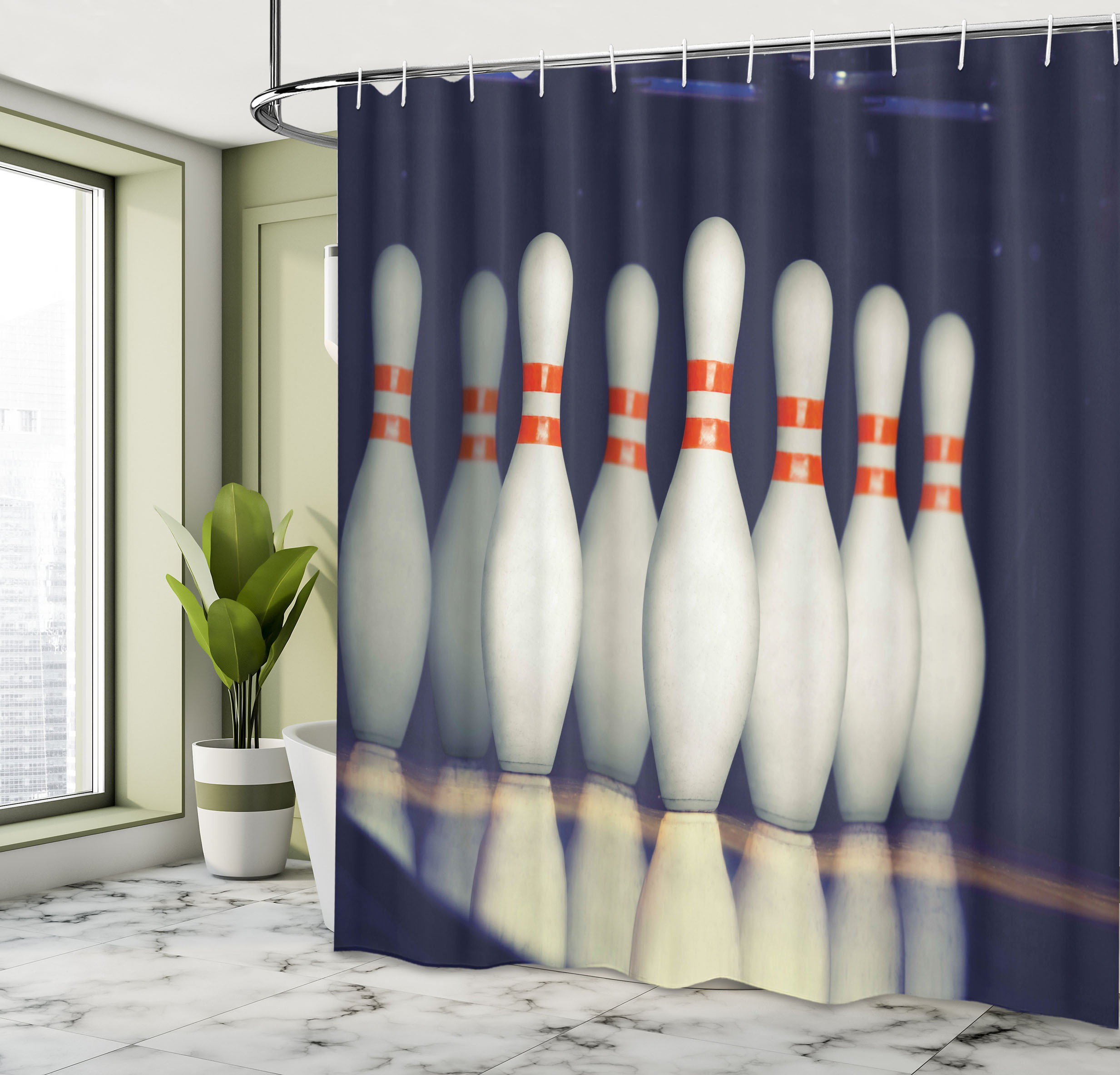 East Urban Home Canizales Bowling Party Shower Curtain Pins on Alley ...