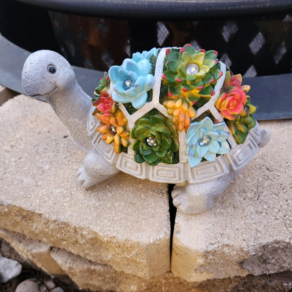 Bay Isle Home Solar Garden Outdoor Statues Turtle with Succulent and 7 ...