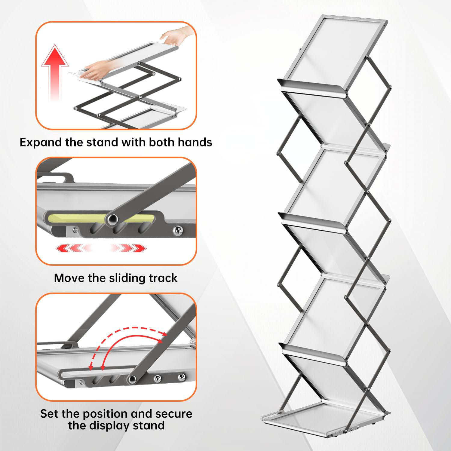 Rebrilliant 6 Pockets Foldable Magazine Holder Stand, Portable ...