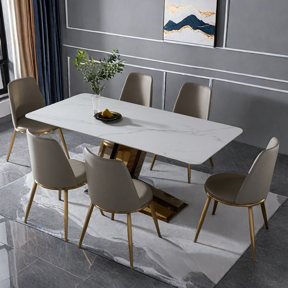 Pakloer Italian style minimalist dining table sets | Wayfair