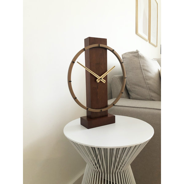Nextime Carl Modern & Contemporary Analog Solid Wood Tabletop Clock ...