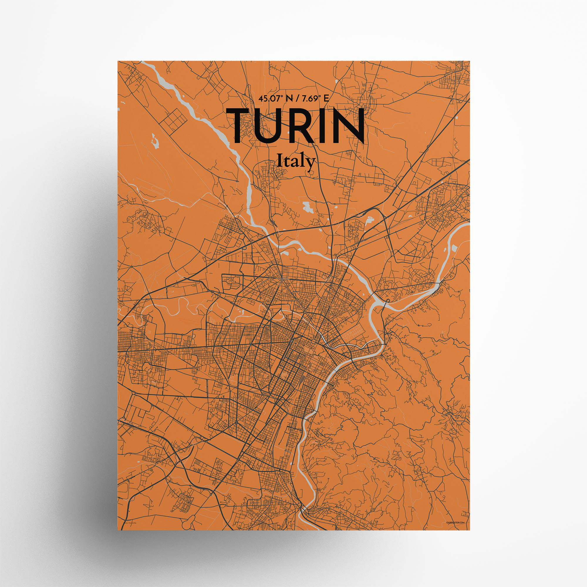 OurPoster.com Turin City Map Graphic Art In Oranje - Wayfair Canada