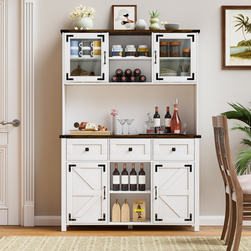 Gracie Oaks Kenzlea Farmhouse Kitchen Pantry Storage Cabinet, 68 ...