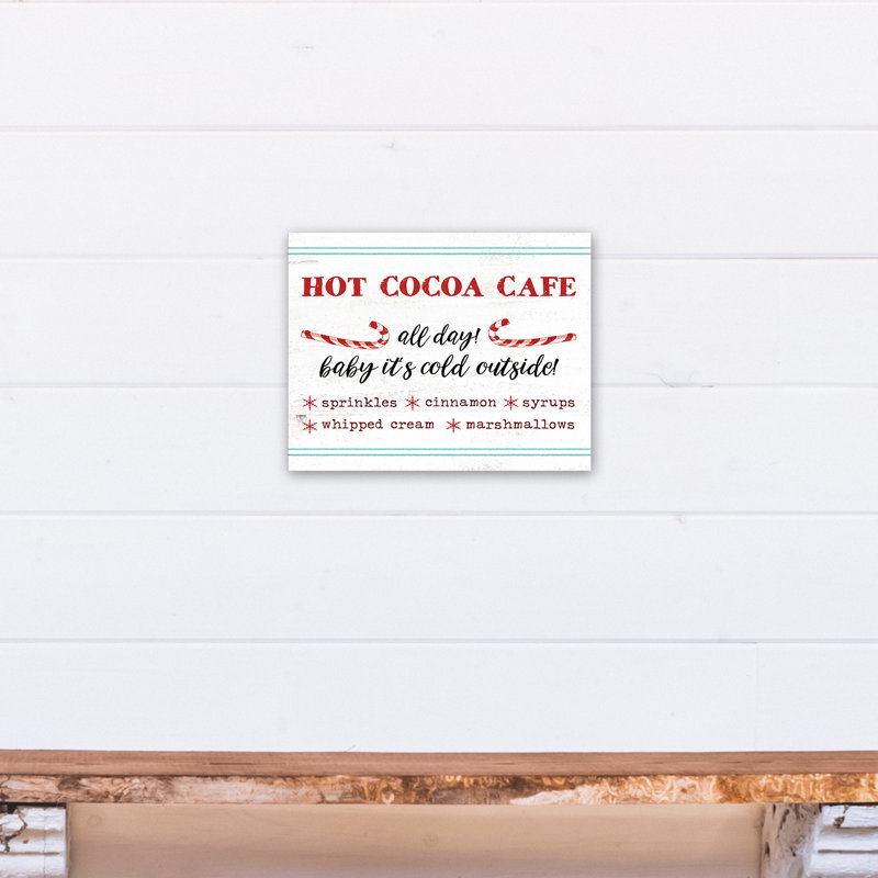 The Holiday Aisle® Hot Cocoa Cafe - Wrapped Canvas Textual Art | Wayfair