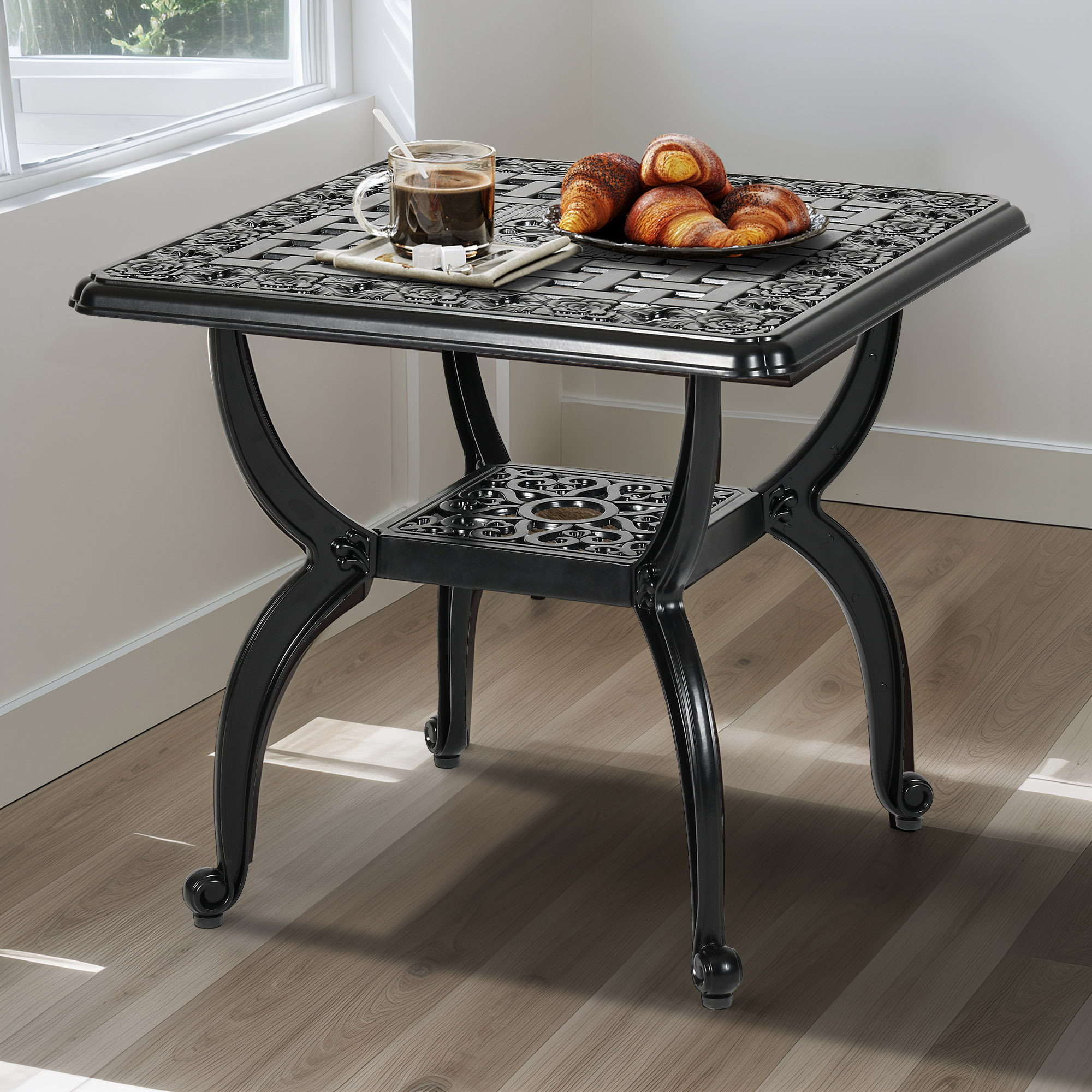 Charlton Home® Deonn Square 20.87'' L x 20.87'' W Outdoor Dining Table ...