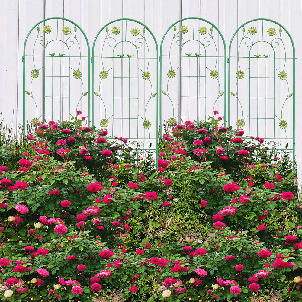 Red Barrel Studio® Jiu Green Trellis for Climbing Garden Plants, Iron ...