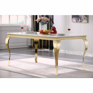 Rosdorf Park Jamarrie White Gold Dining Table & Reviews | Wayfair