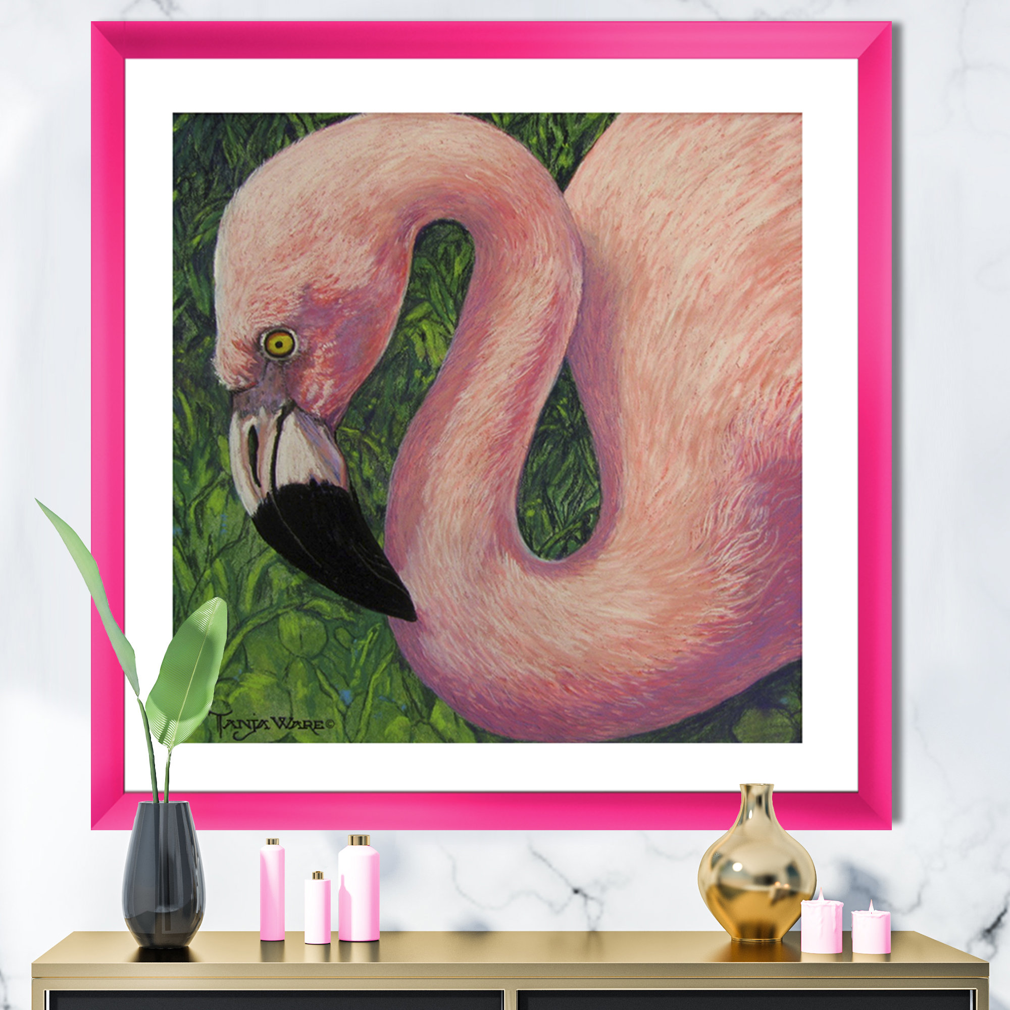 East Urban Home Flamboyant Flamingo - Picture Frame Print on Canvas ...