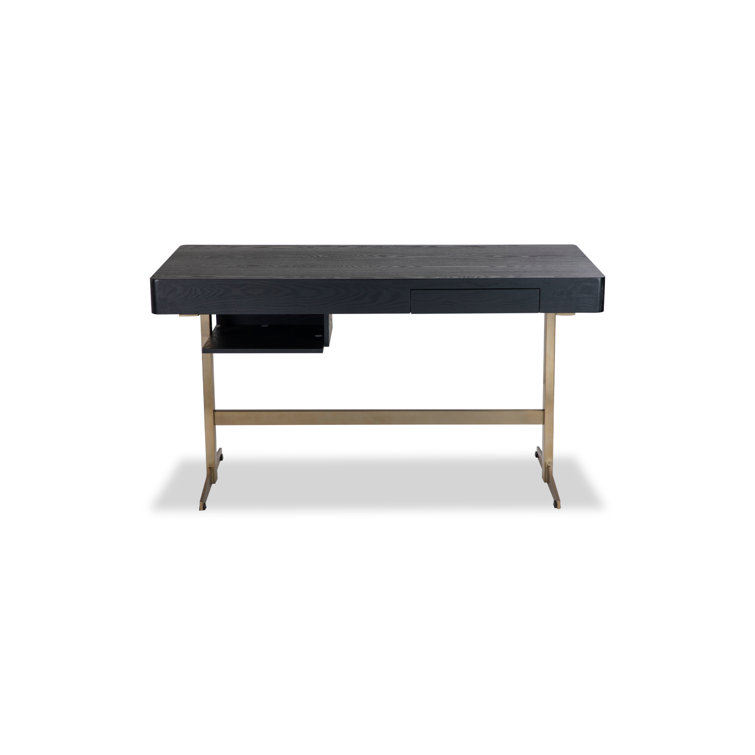 Liang & Eimil Omega Solid Wood Top Metal Base Writing Desk | Wayfair