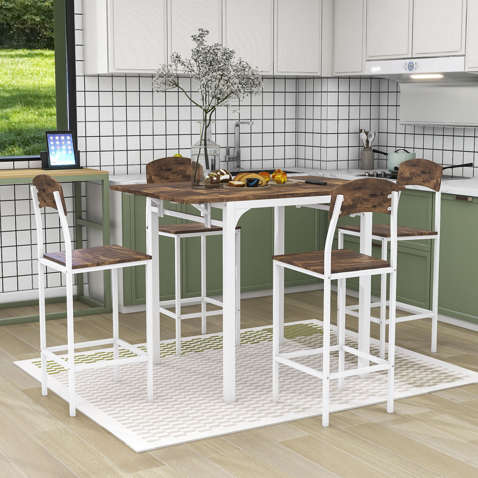 17 Stories Maen 5 - Piece Dining Set, Drop Leaf Dining Table and 4 ...