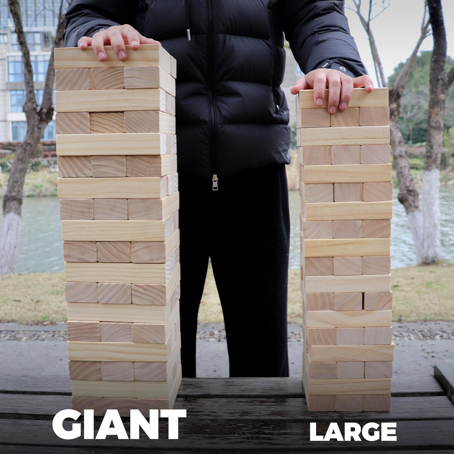 SIPIROT Outdoor Games Large Tower Game 54 Blocks Stacking Game Includes ...