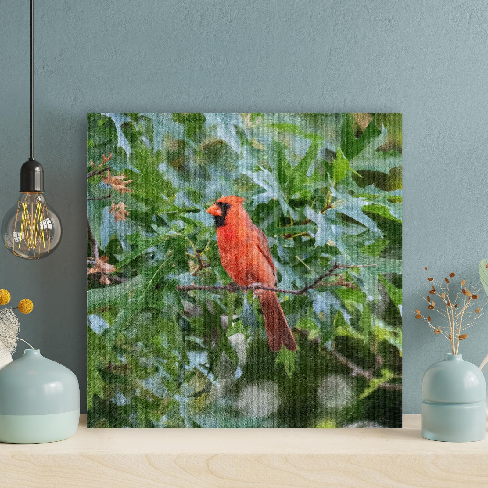 Latitude Run® Red Cardinal Bird Perched On Tree Branch During Da " Red ...