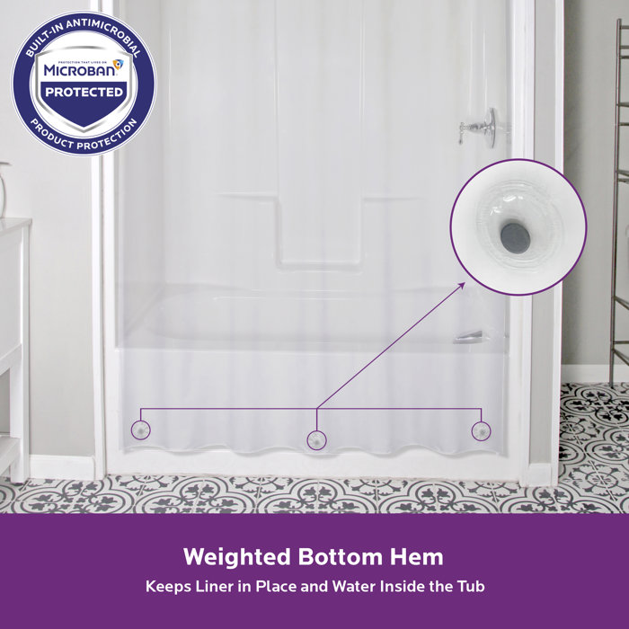Wayfair Basics® Microban Protected PEVA Solid Color Single Shower ...