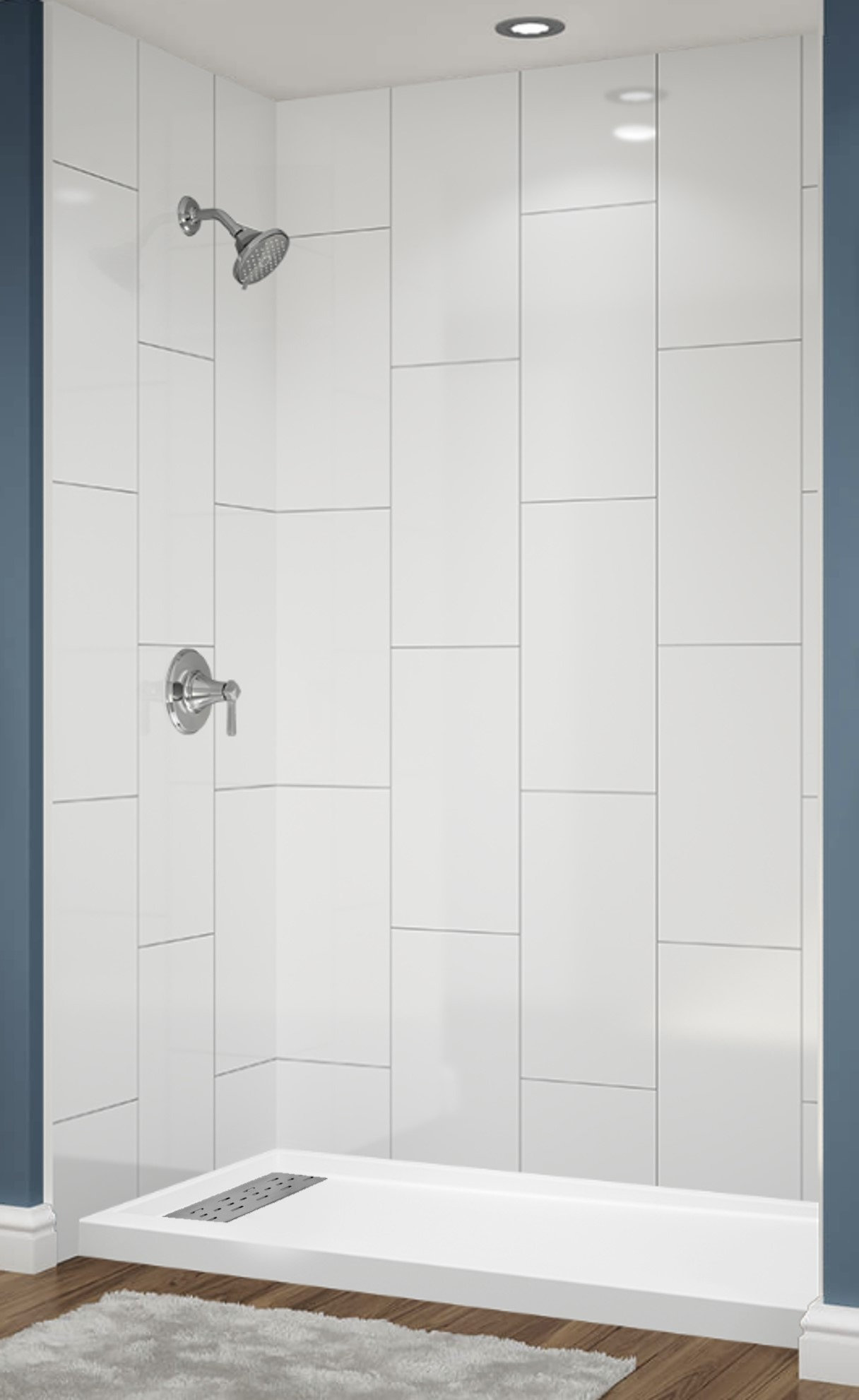 Avora Bath 12x24 Vertical White Acrylic Alcove Shower System with ...