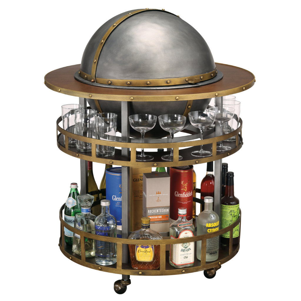 Howard Miller® Globe Rustic Bar Cart With Hidden Liquor Storage And ...