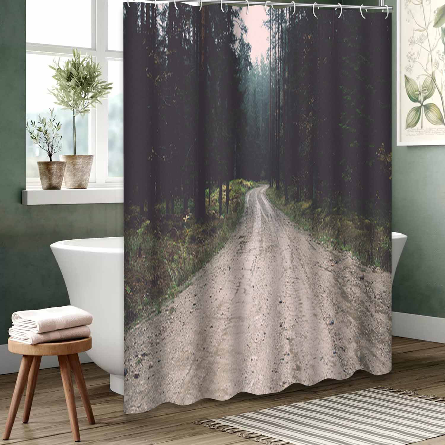 East Urban Home Vintage Trail Shower Curtain with 12 Hooks - Country ...