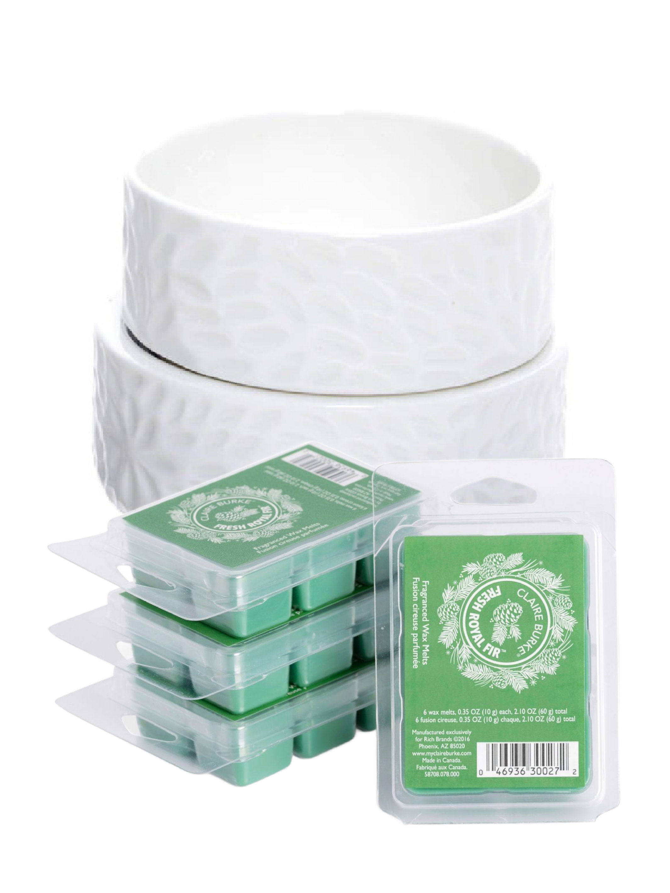 Claire Burke Fragrance Fresh Royal Fir Wax Melt 4pk And Ceramic Warmer ...