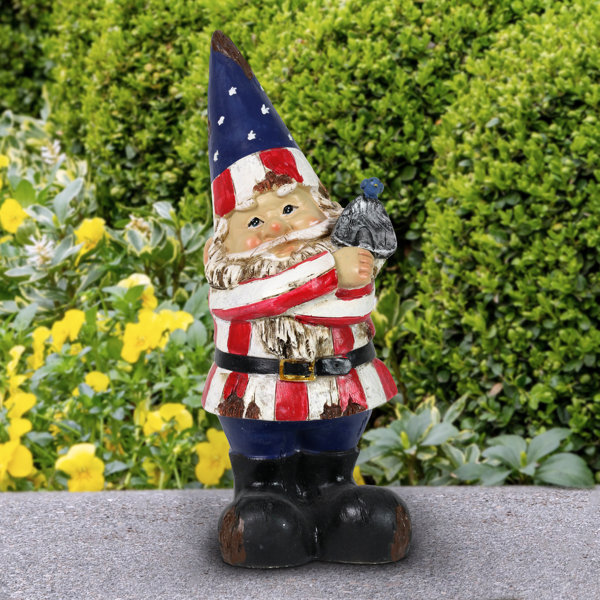 Exhart Patriotic Gnome Statue with LED Bird, 10 Inch & Reviews | Wayfair