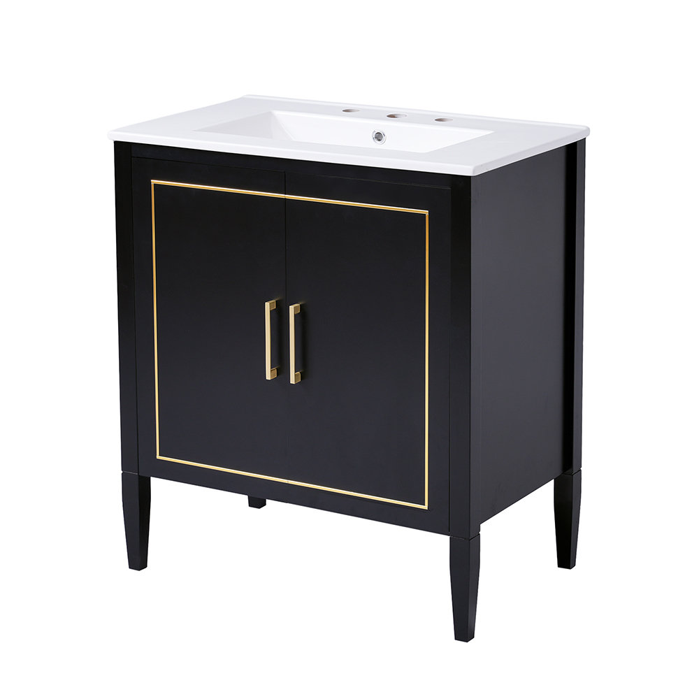 Lark Manor™ bathroom vanity with ceramic basin built-in hidden drawer ...