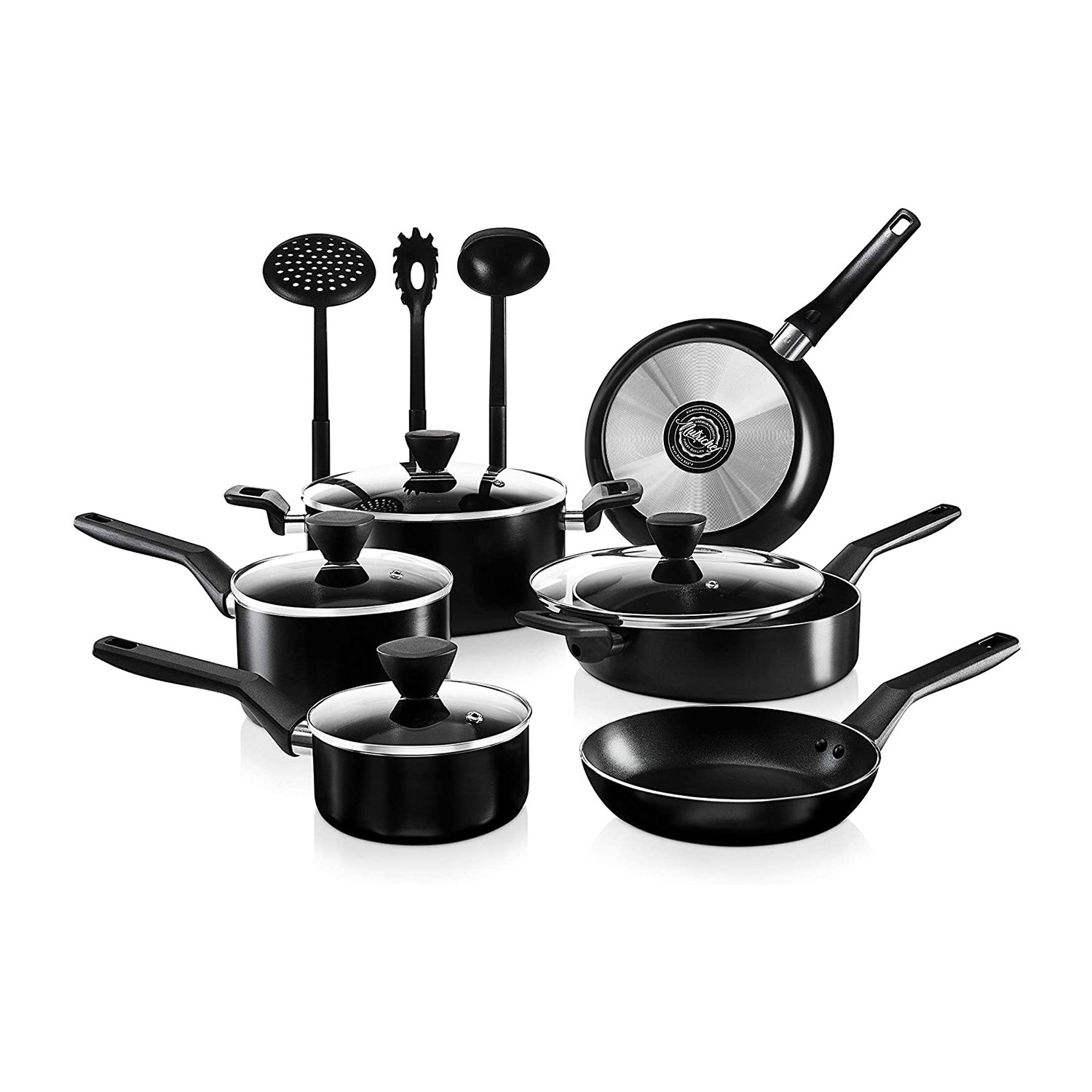 NutriChef 13 Pieces Aluminum Non Stick Cookware Set & Reviews | Wayfair