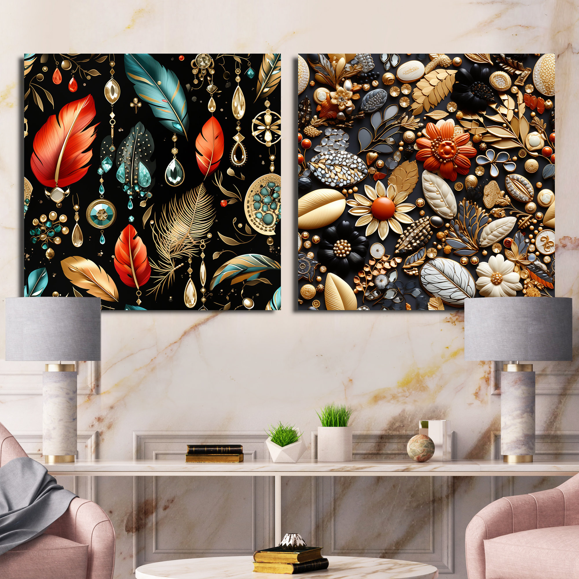 Design Art Black Jewerly Boho Chic - Abstract Collages Square Collage ...