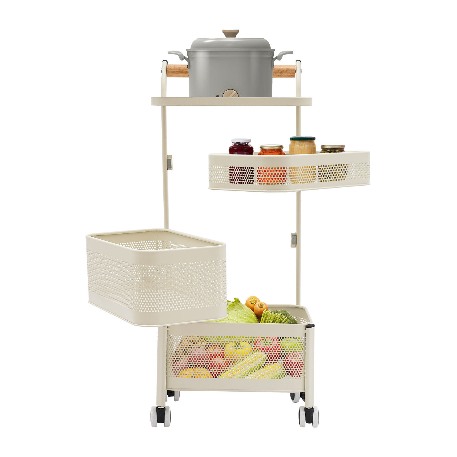 Latitude Run® Kitchen Rotating Storage Basket Cart | Wayfair