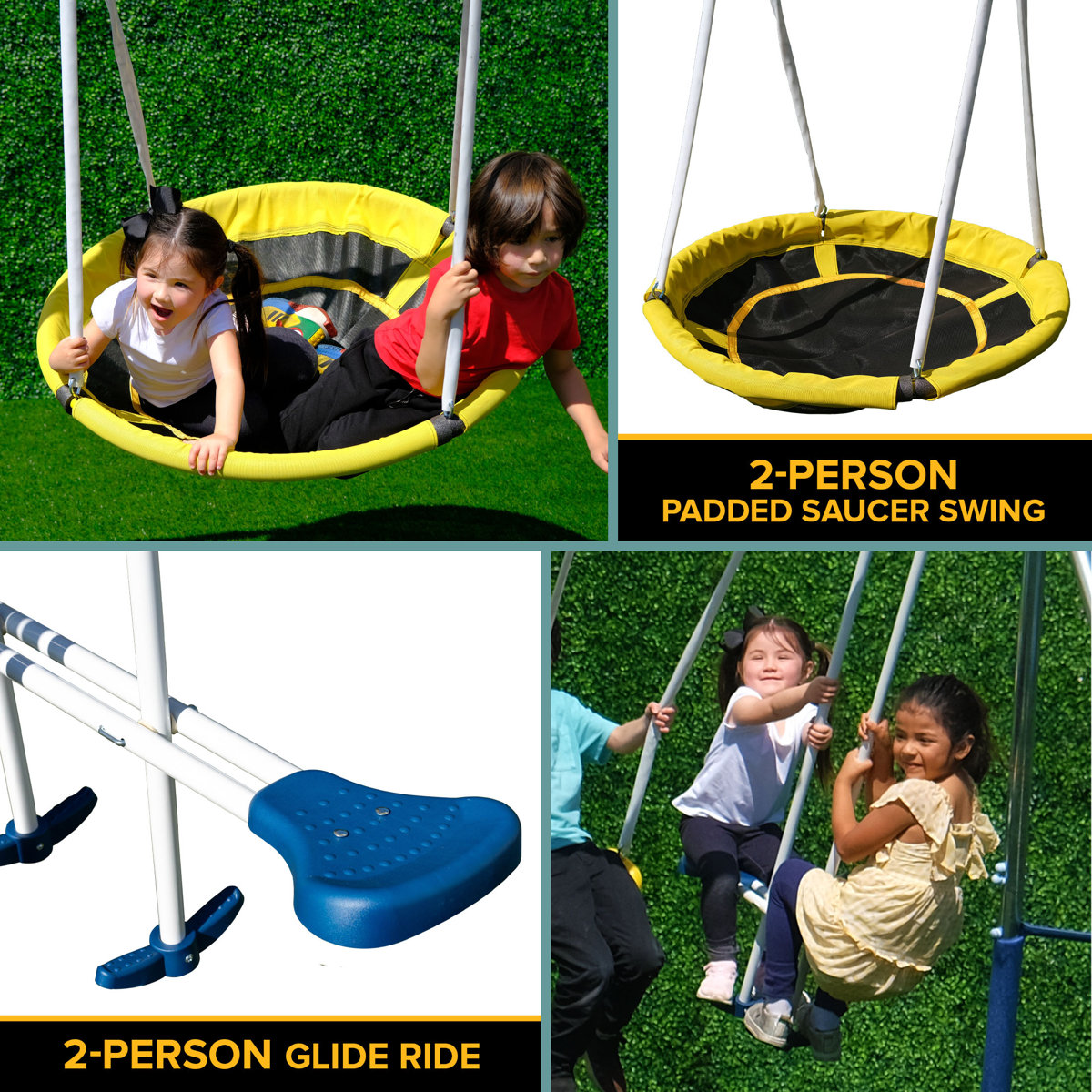 Sportspower Swing And Play Galvanized Metal Swing Set With 2 Swings ...