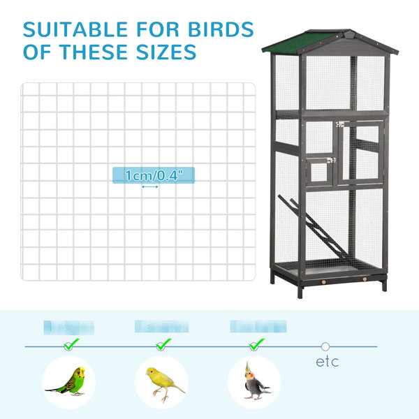 Archie & Oscar™ 65" Outdoor Wooden Bird Cage Aviary For Parrots ...