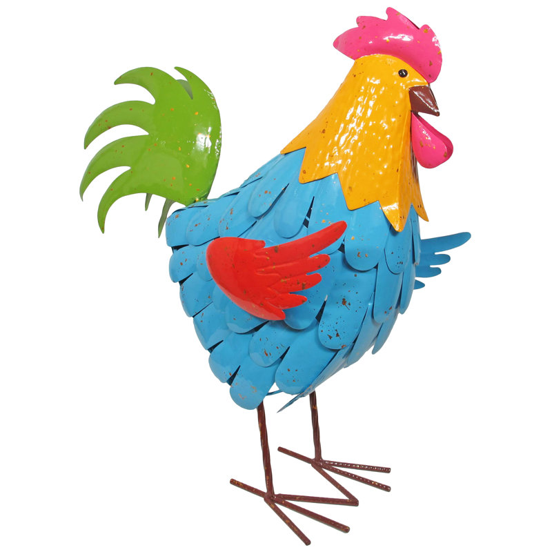 Arlmont & Co. Kiswanna Giant Metal Rooster Garden Statue | Wayfair
