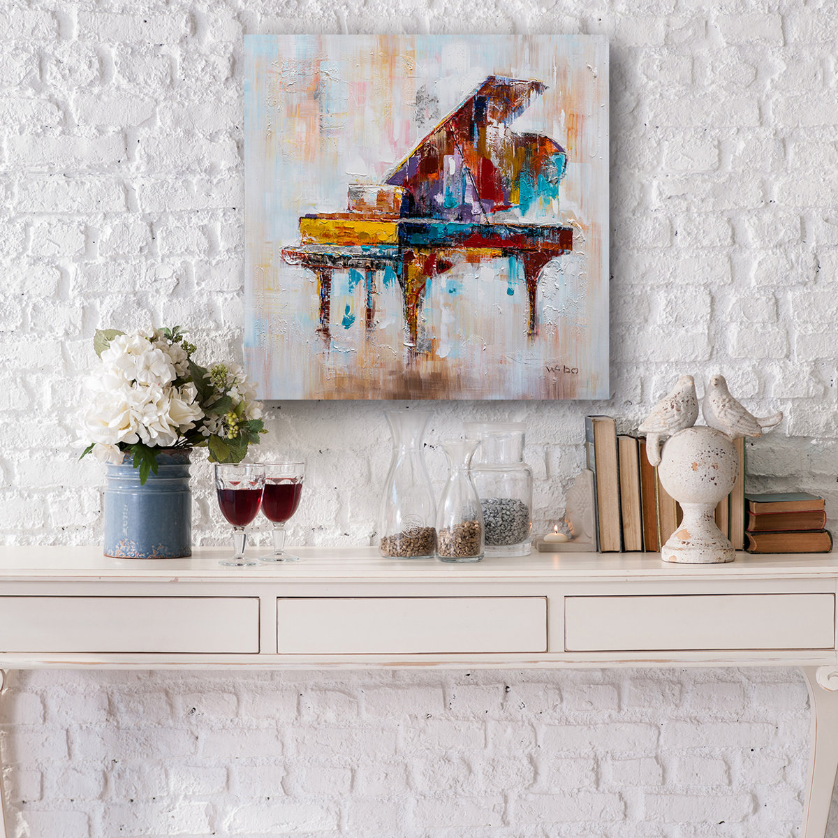 Red Barrel Studio Piano coloré - peinture sur toile tendue et ...