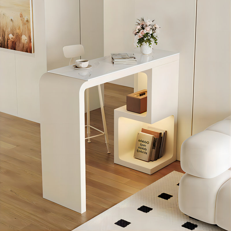 Ivy Bronx Modern Minimalist White Bar Table | Wayfair