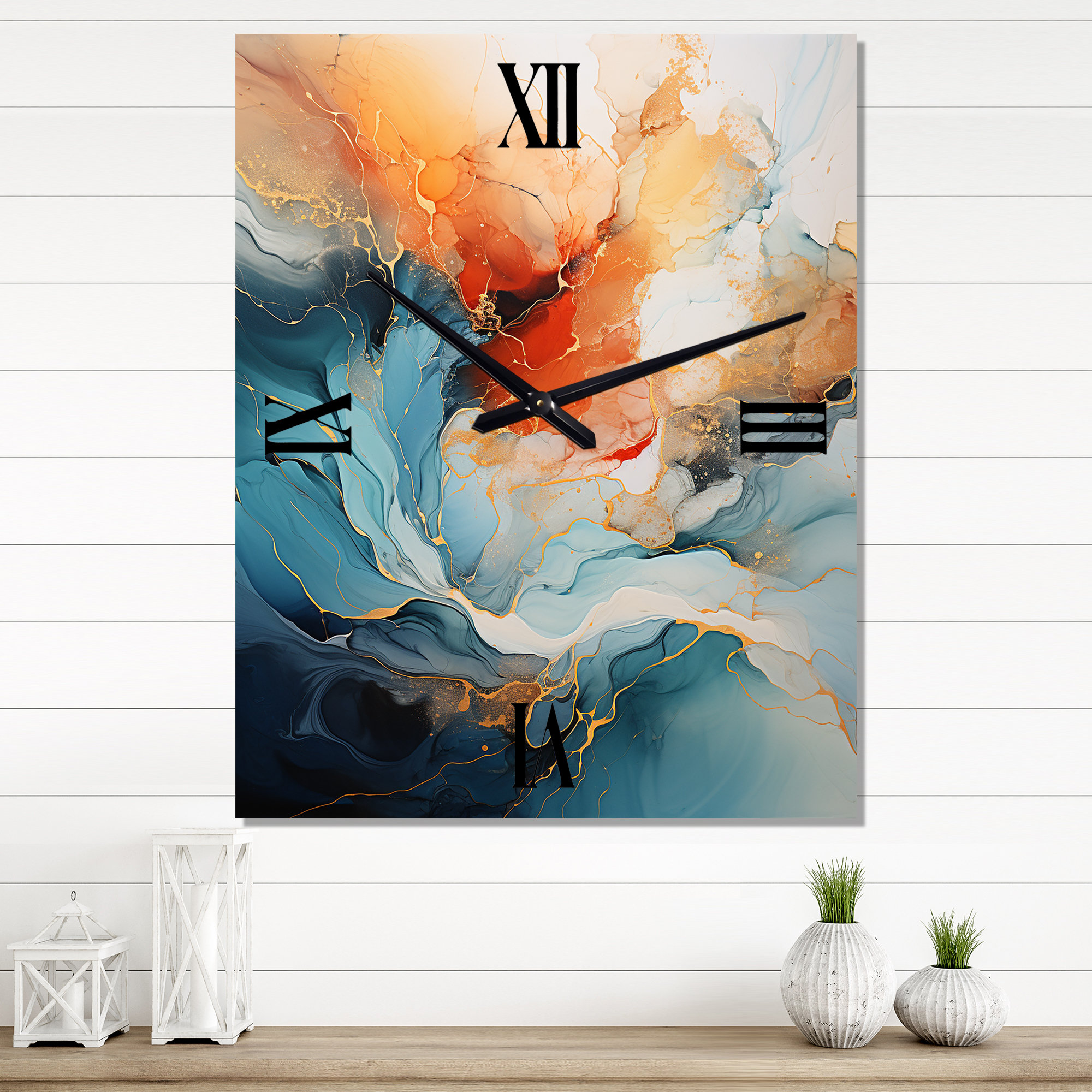 Design Art Teal Orange Bold Abstract Flow Collage II - Abstract ...