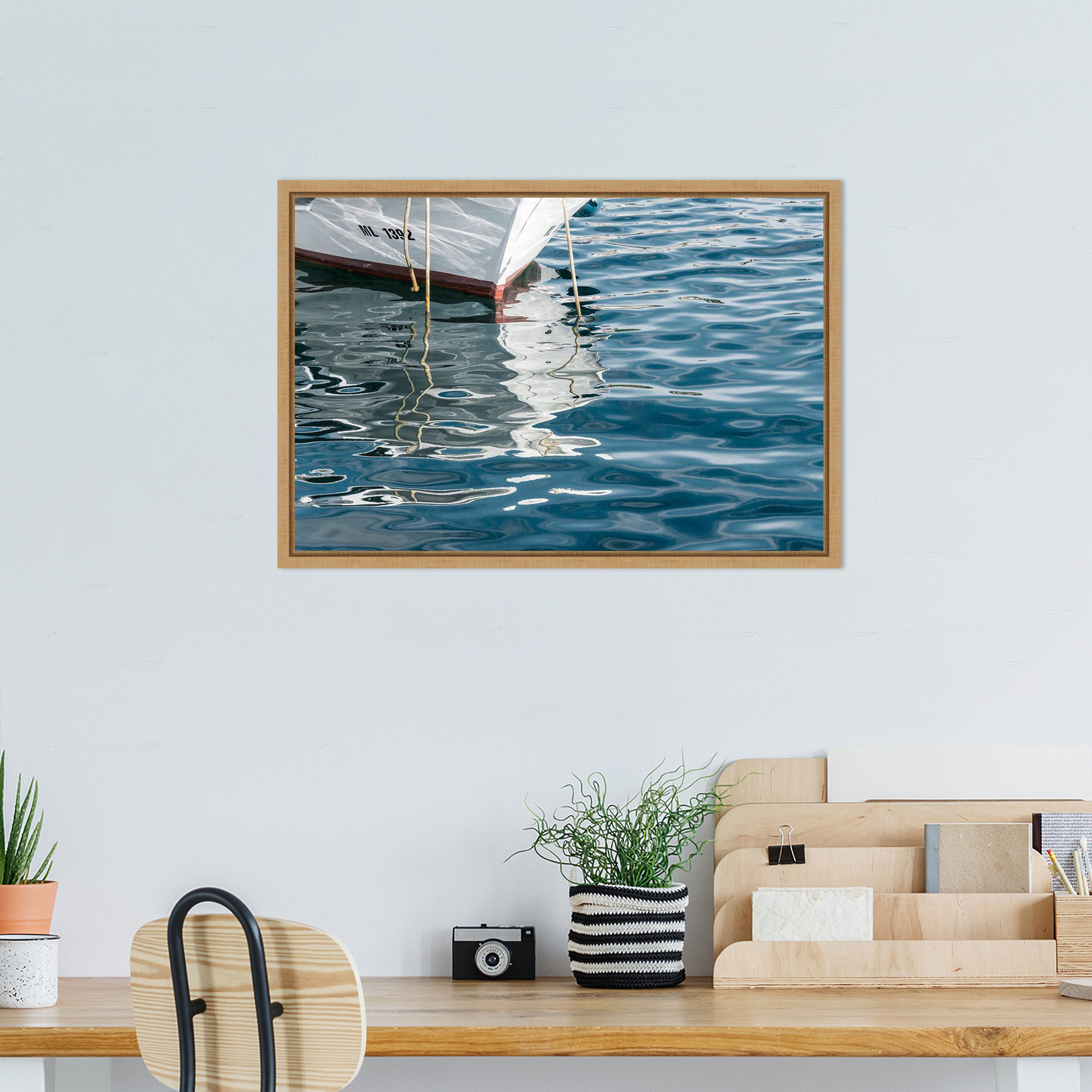 Breakwater Bay Boat Reflections by Richard Silver Framed Canvas Wall ...