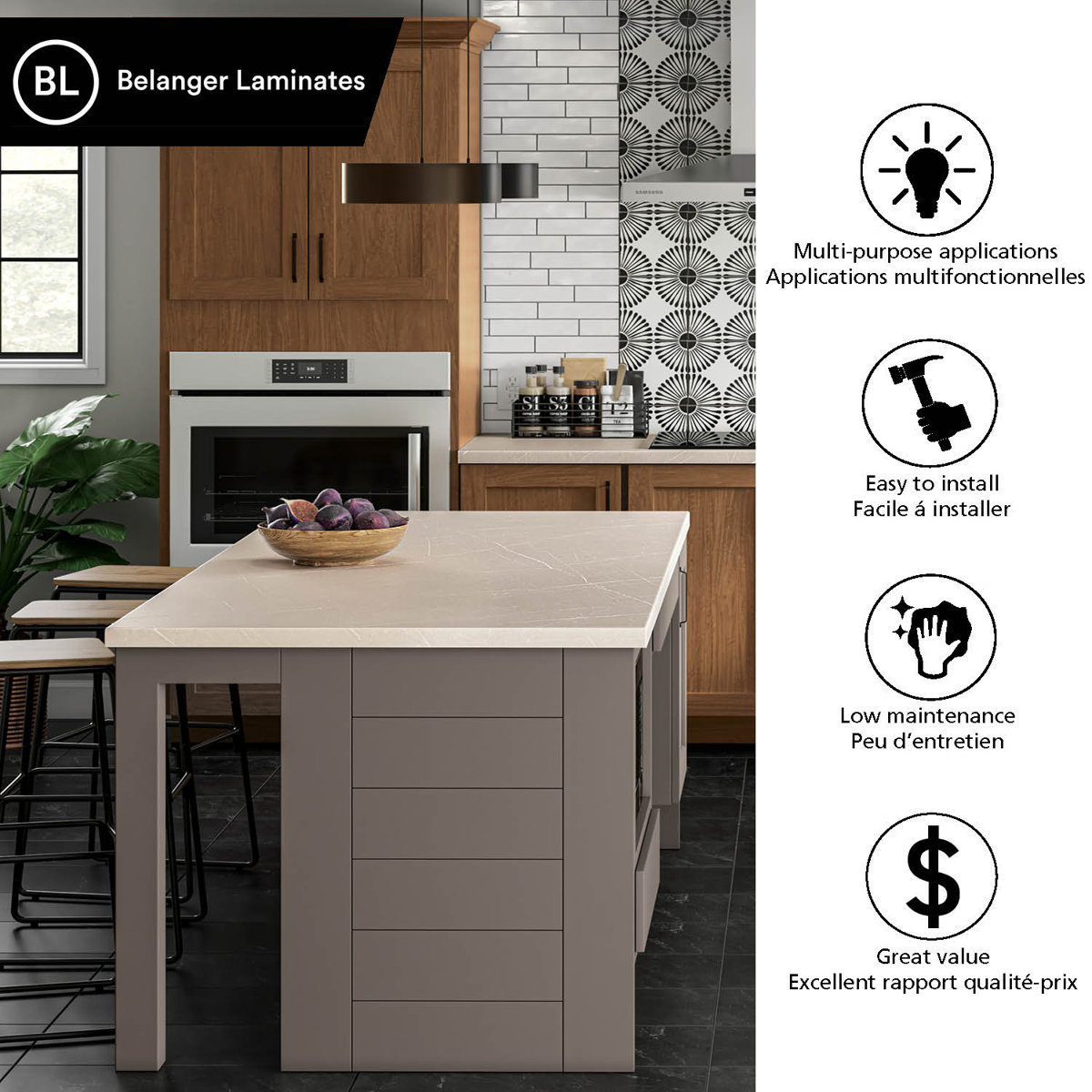 Wrought Studio 96 in. / 8' Pietra Viva Laminate Countertop Kit with Ora ...
