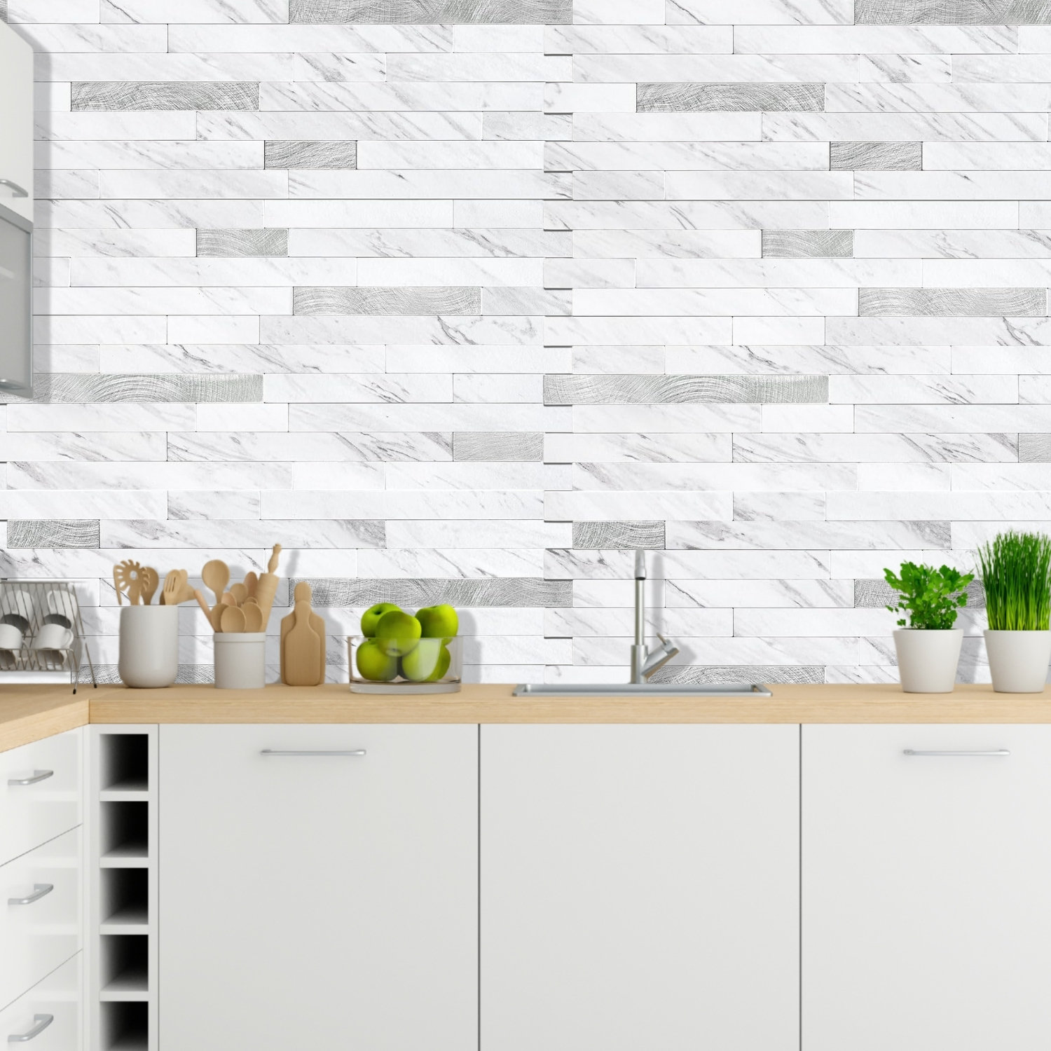 GLIBOY Marble Peel And Stick Backsplash, 20 Pack Self Adhesive Wall ...