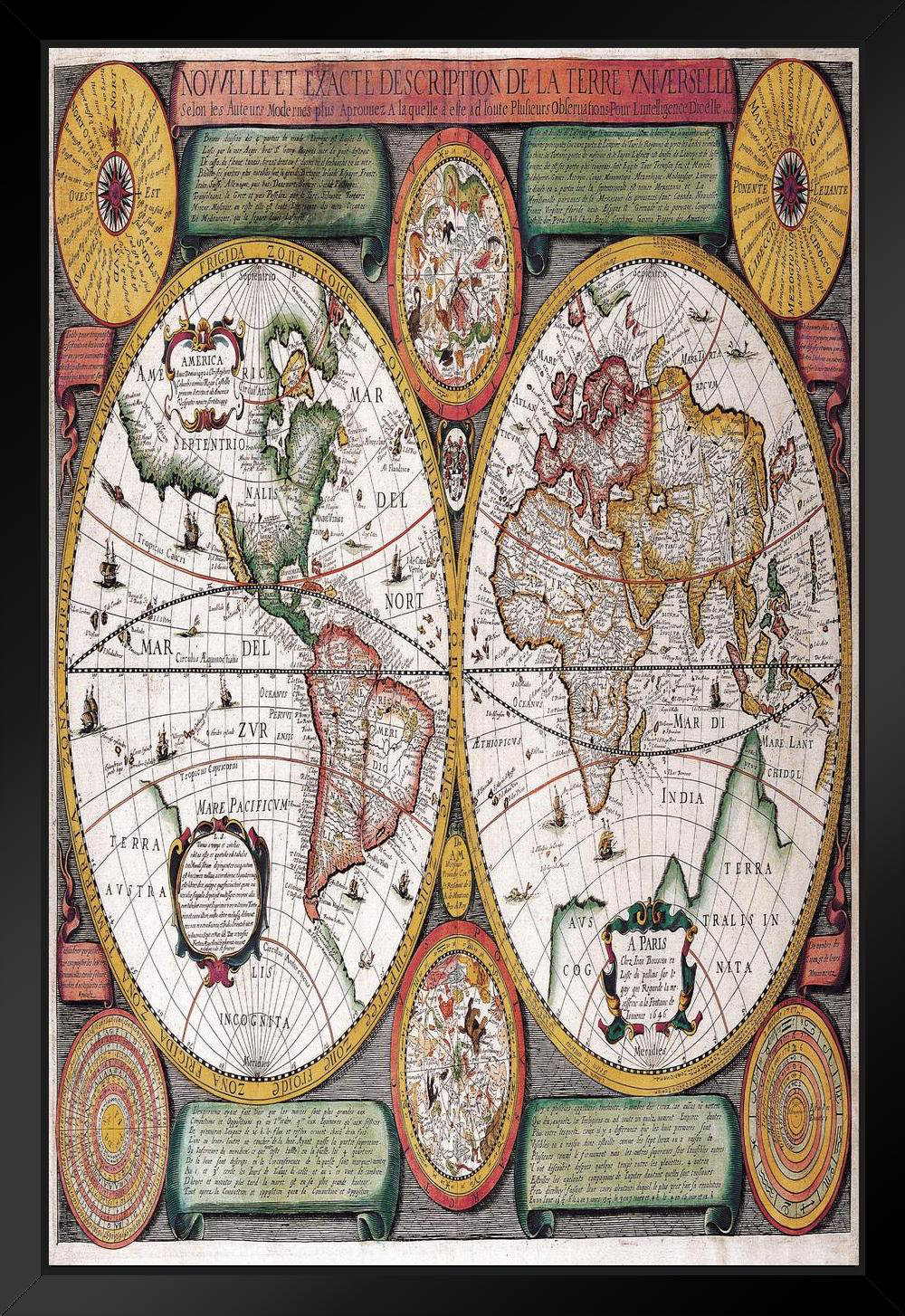 Trinx " Antique World Map Globe Breusing Geometric Two Hemisphere ...