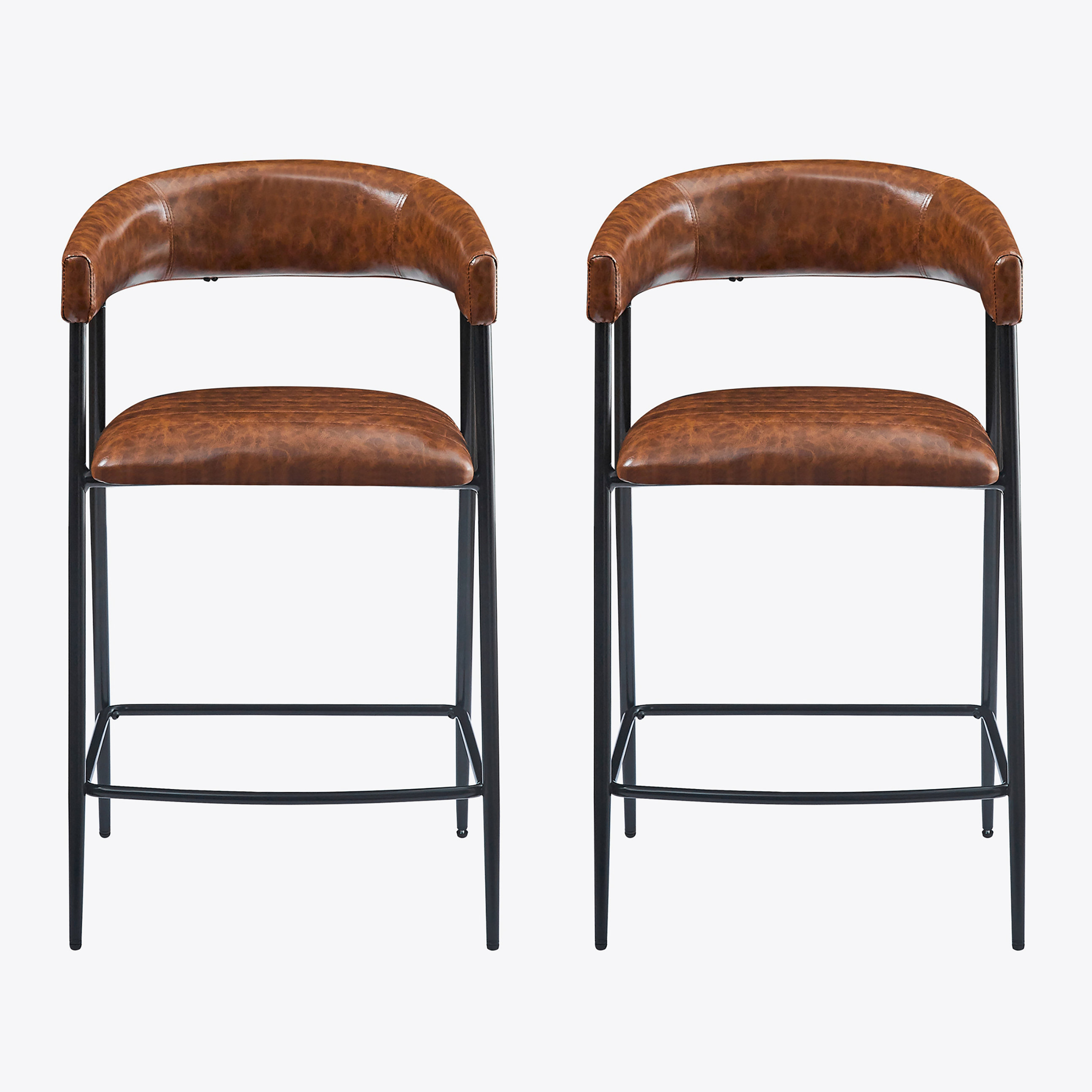 17 Stories 26'' Counter Stools Set of 2, Pu Upholstered Counter Stools ...