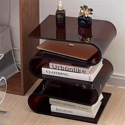 acrylic bedside table brown