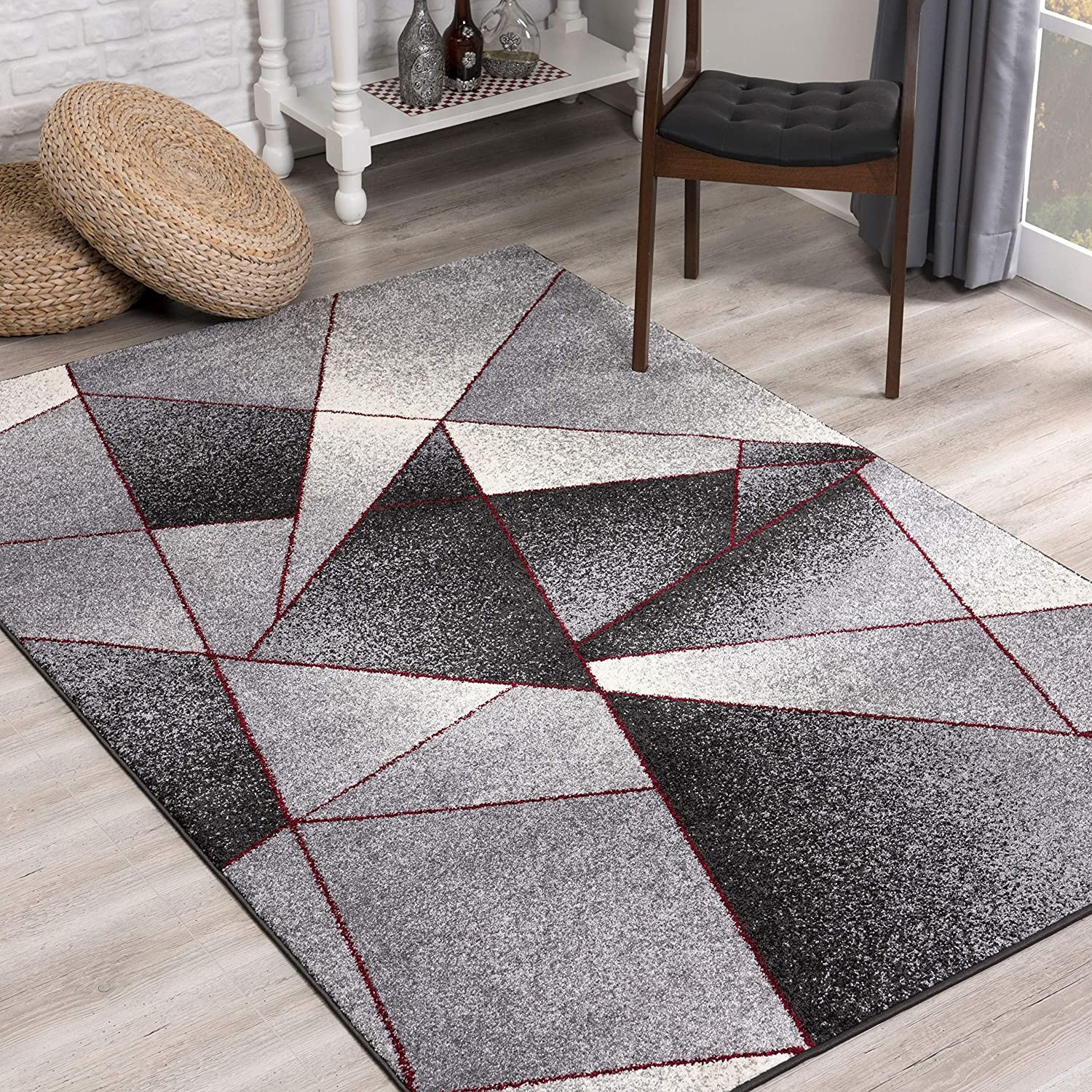 Corrigan Studio® Gray And Red Prism Pattern Area Rug | Wayfair