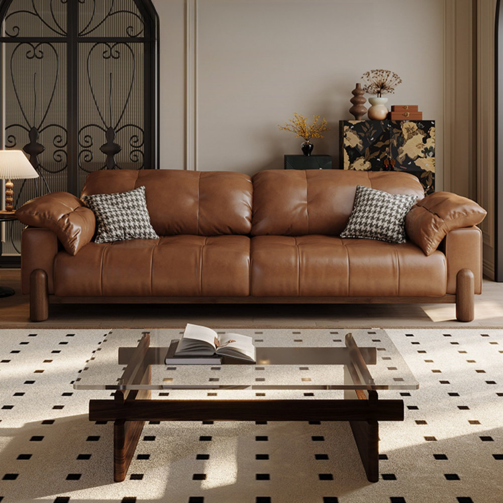Walkoly Caramel-colored Mid-century Living Room Couch | Wayfair